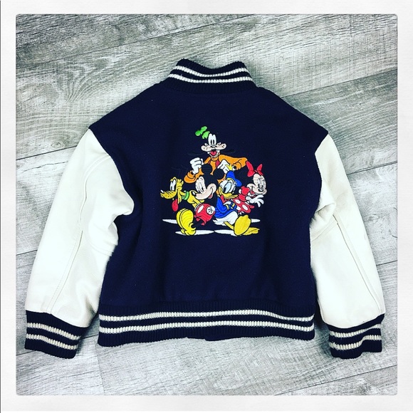 The Disney Store Jackets & Coats | Disney Letterman Leather Wool Jacket ...